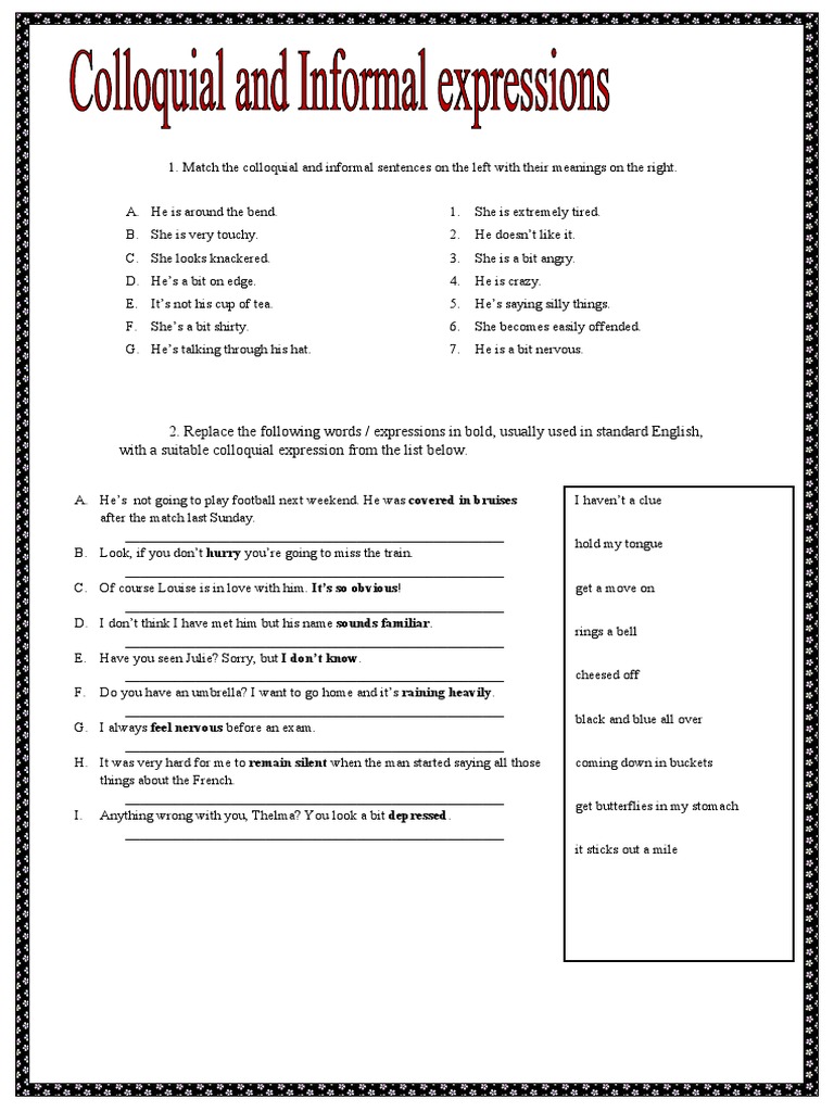 Colloquial-And-Informal-Expressions Worksheet | PDF