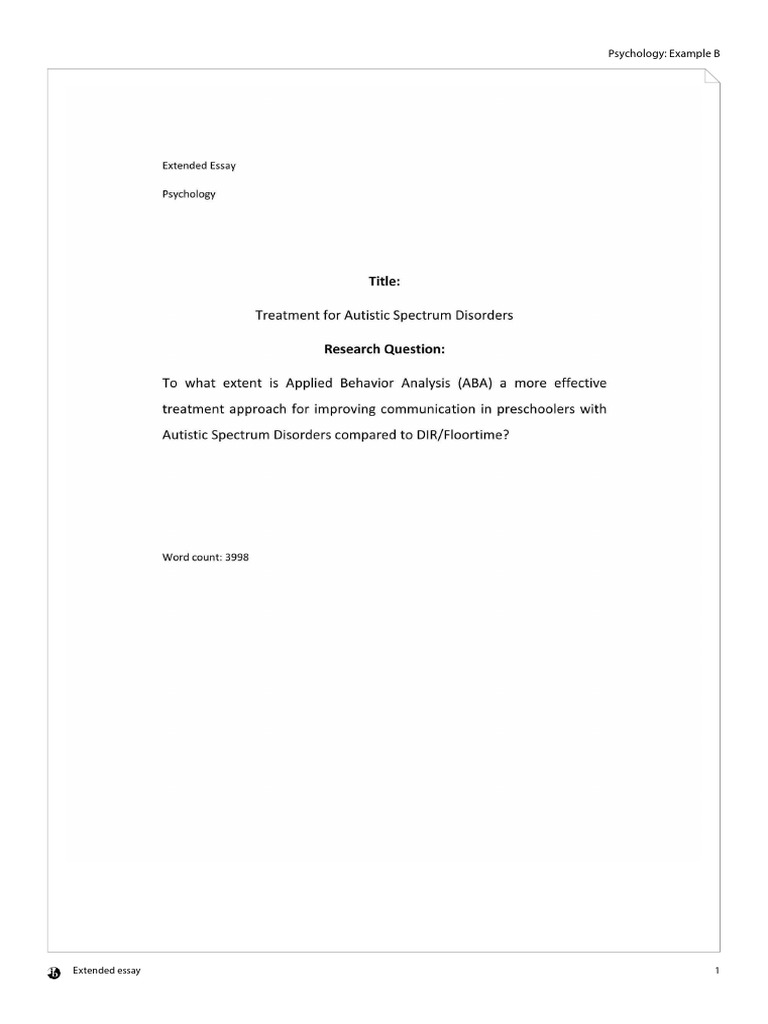 Psychology Extended Essay Example B | PDF