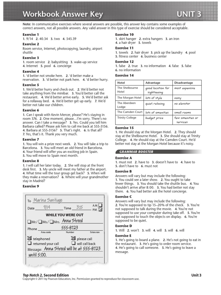 Workbook Answer Key Top Notch 2 Unit 3 | Descargar gratis PDF | Leisure Workbook Answer Key Top Notch 2 Unit 3 | Descargar gratis PDF | Leisure