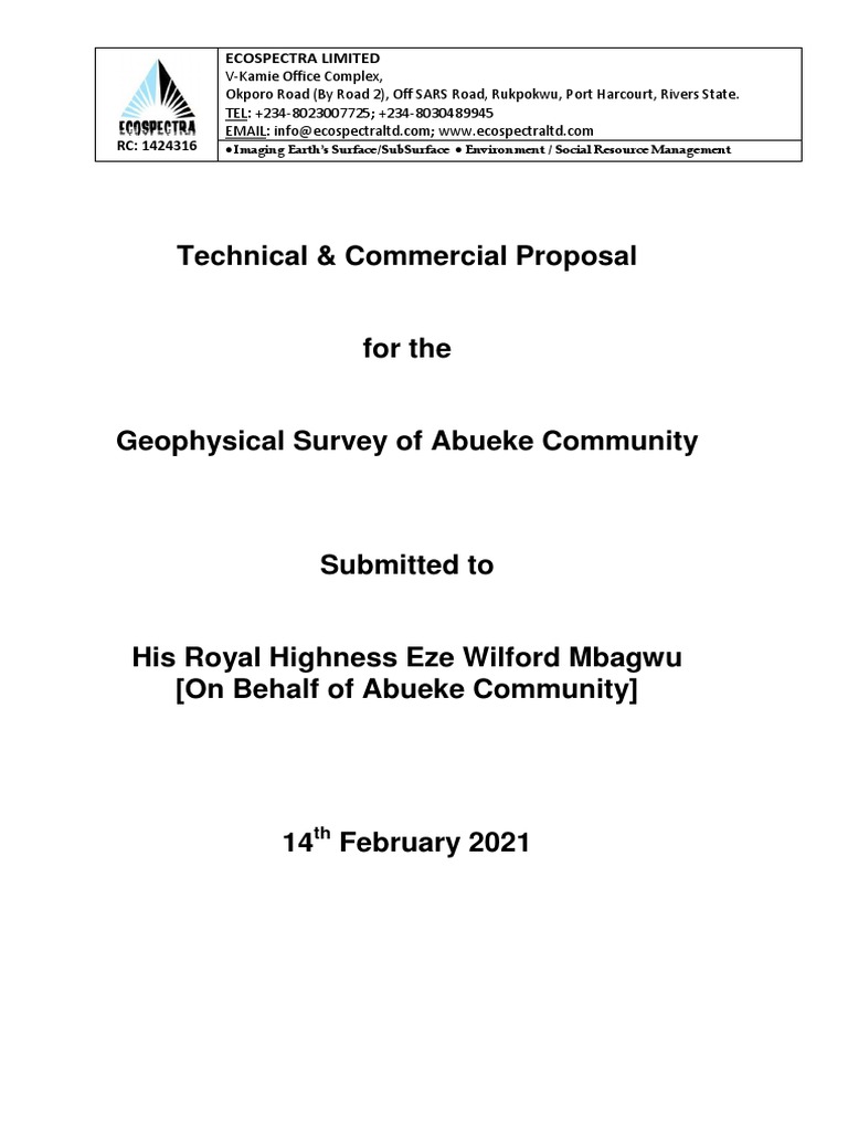 Geophysical Survey Proposal 2 of Abueke - 14022021 | PDF | Electrical ...