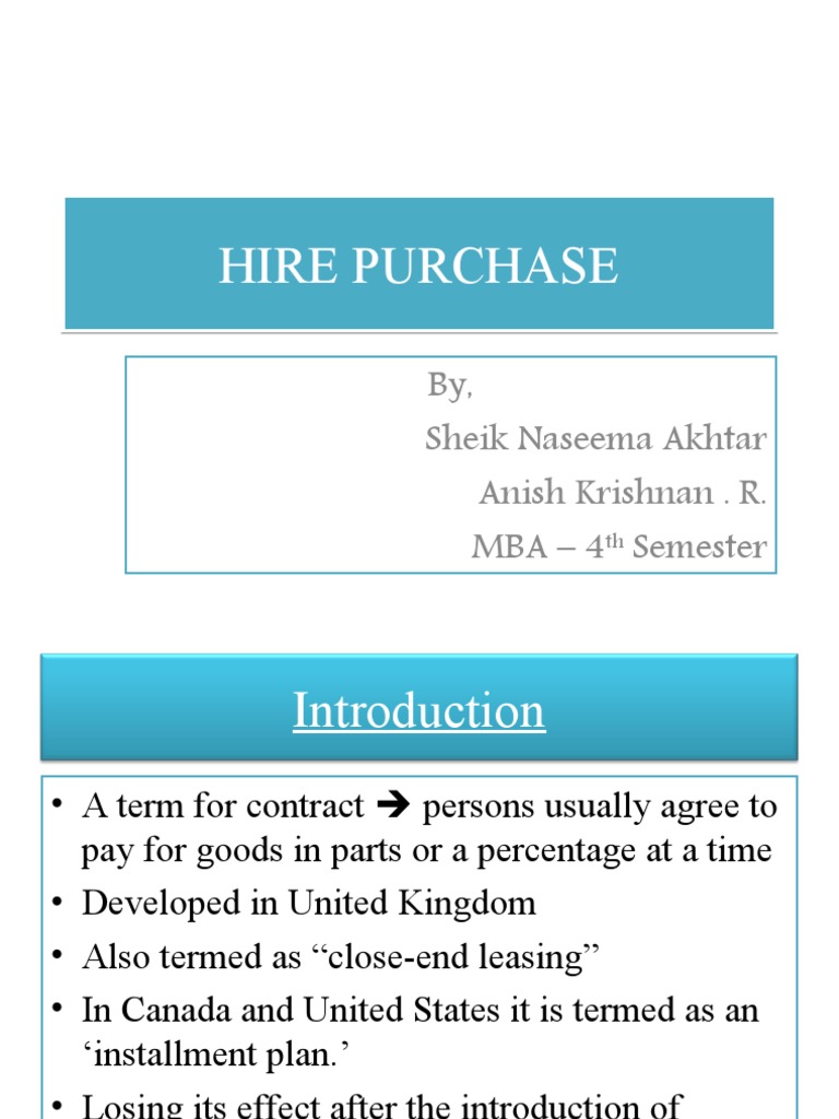 Hire Purchase Agreement Guide | PDF