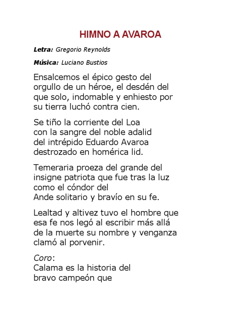 12 Himno A Avaroa | PDF