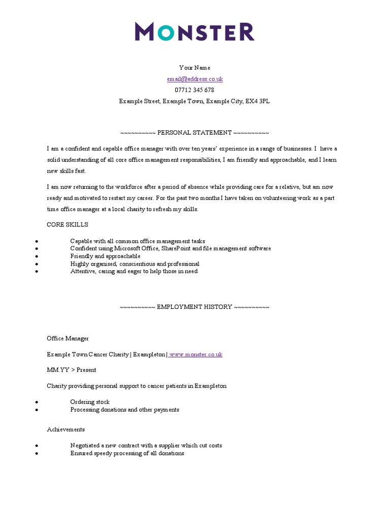 Career Break CV Template | Download Free PDF | Health Care