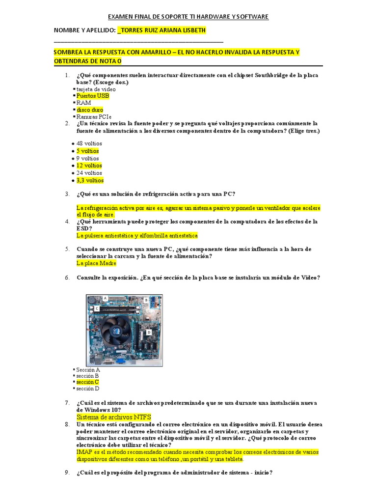 Examen Final de Soporte Ti Hardware y Software2021 | PDF | Hardware de ...