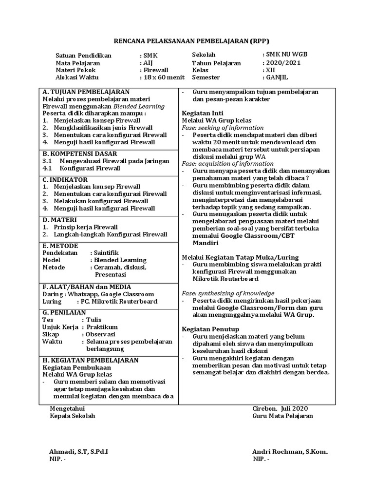 RPP AIJ Kelas 12 3.1 Dan 4.1 | PDF