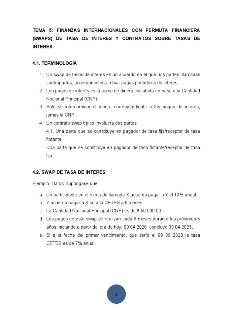 Tema 5 Guía | PDF | Swap (Finanzas) | Bolsa