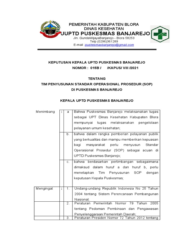 SK Tim Penyusun SOP | PDF