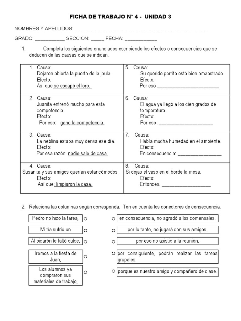 Ficha 4 Unidad 3 | PDF