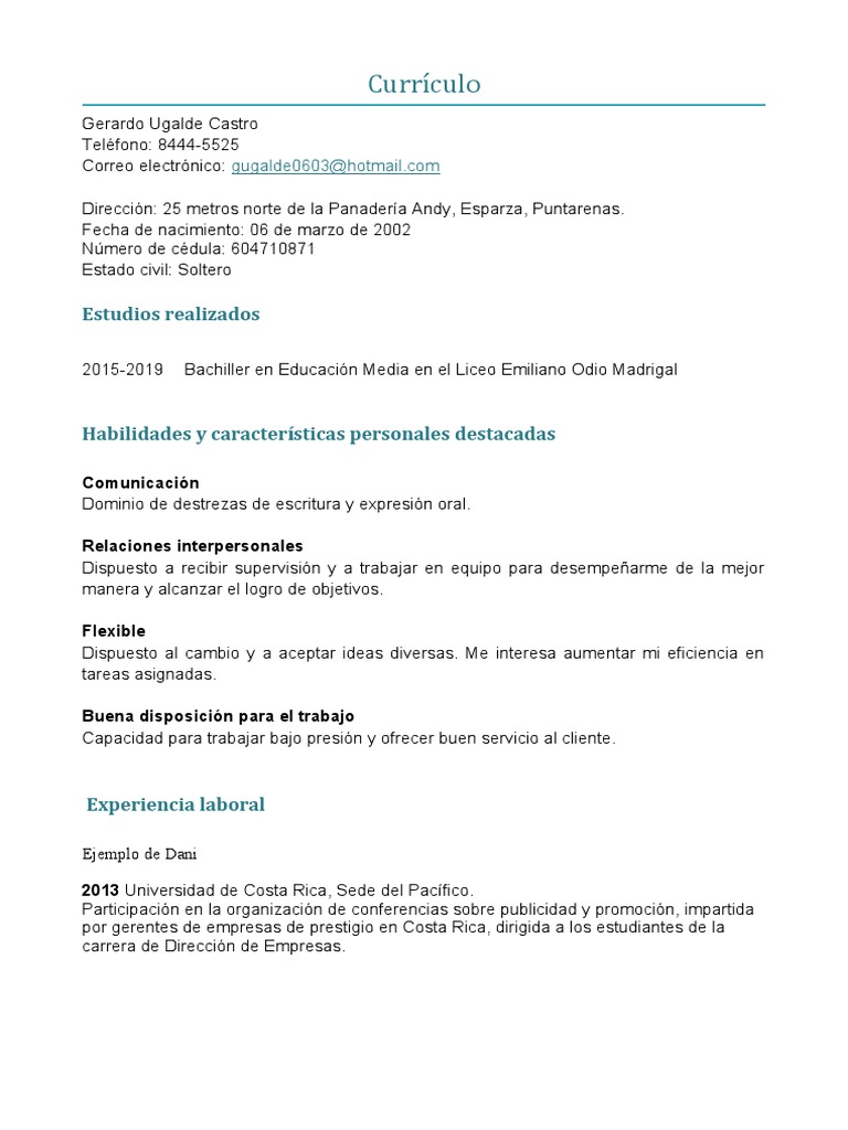 Machote Curriculum Vitae | PDF