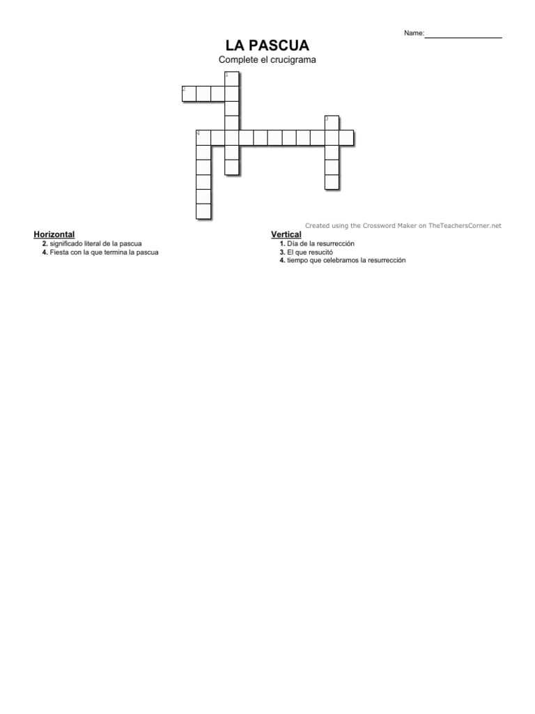 Crucigrama Pascua | PDF