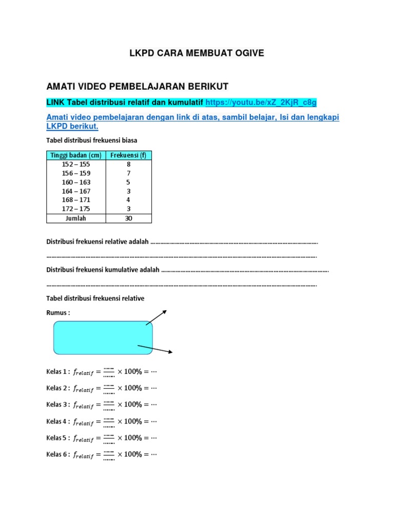 LKPD Cara Membuat Ogive | PDF | Metode & Bahan Ajar | Teknologi & Rekayasa