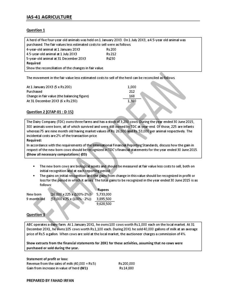 Accounting for Biological Assets According to IAS 41 Agriculture | PDF ...