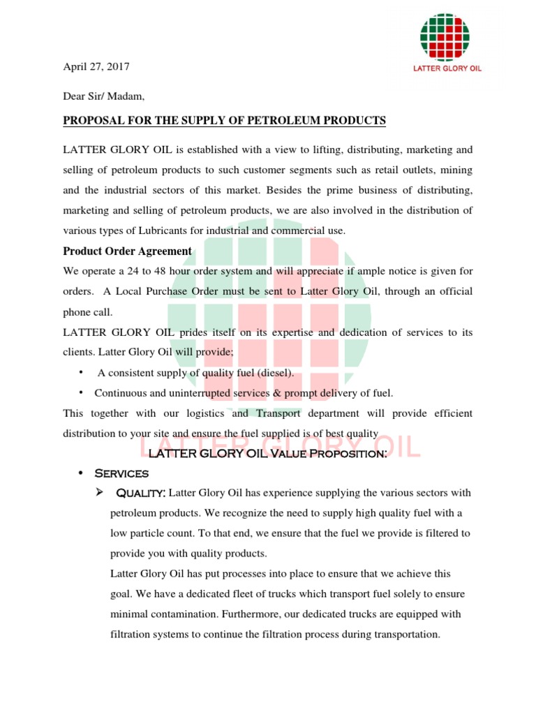 Fuel Supply Proposal | PDF | Safety | Filtration