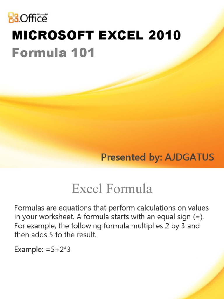 Excel Formula - Training Presentation | PDF | Spreadsheet | Microsoft Excel
