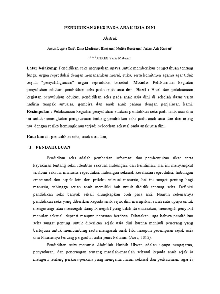 Laporan Pendidikan Seks Anak Usia Dini | PDF