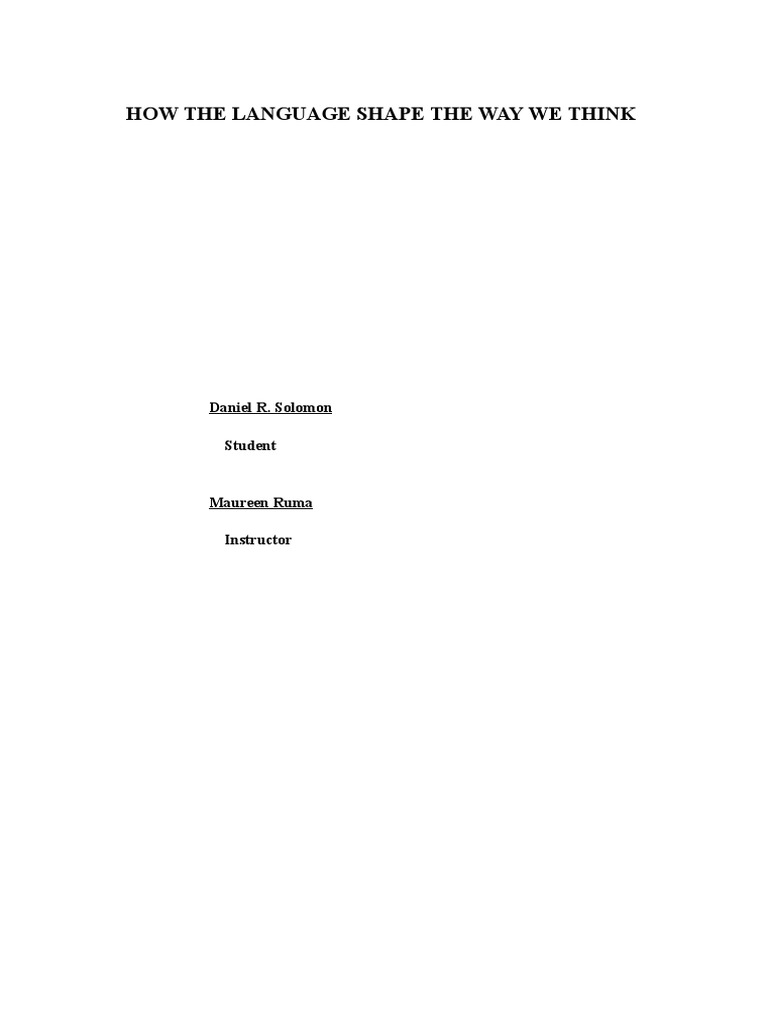 How Language Shape The Way We Think | PDF | Reason | Dialect