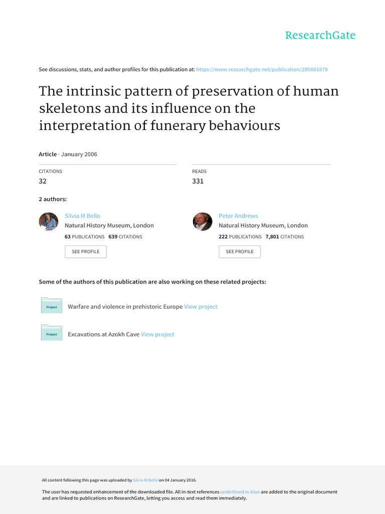 11.the Intrinsic Pattern of Preservation of Human Skeletons and Its ...