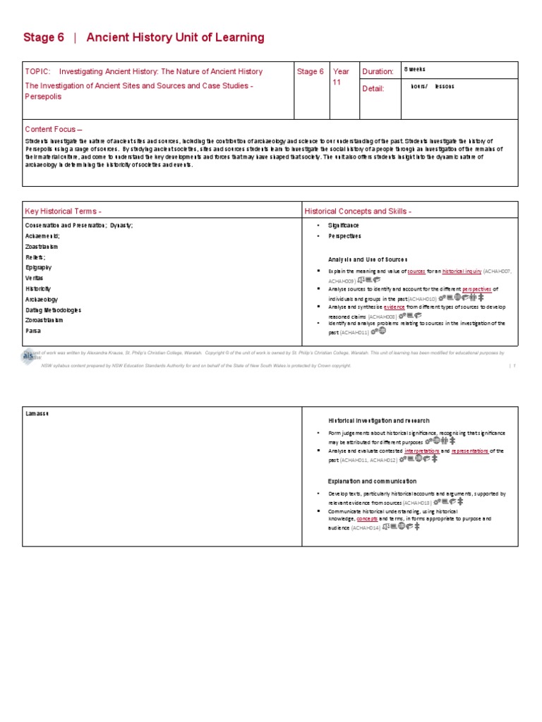 Ancient History Stage 6 Persepolis Program | PDF | Archaeology ...