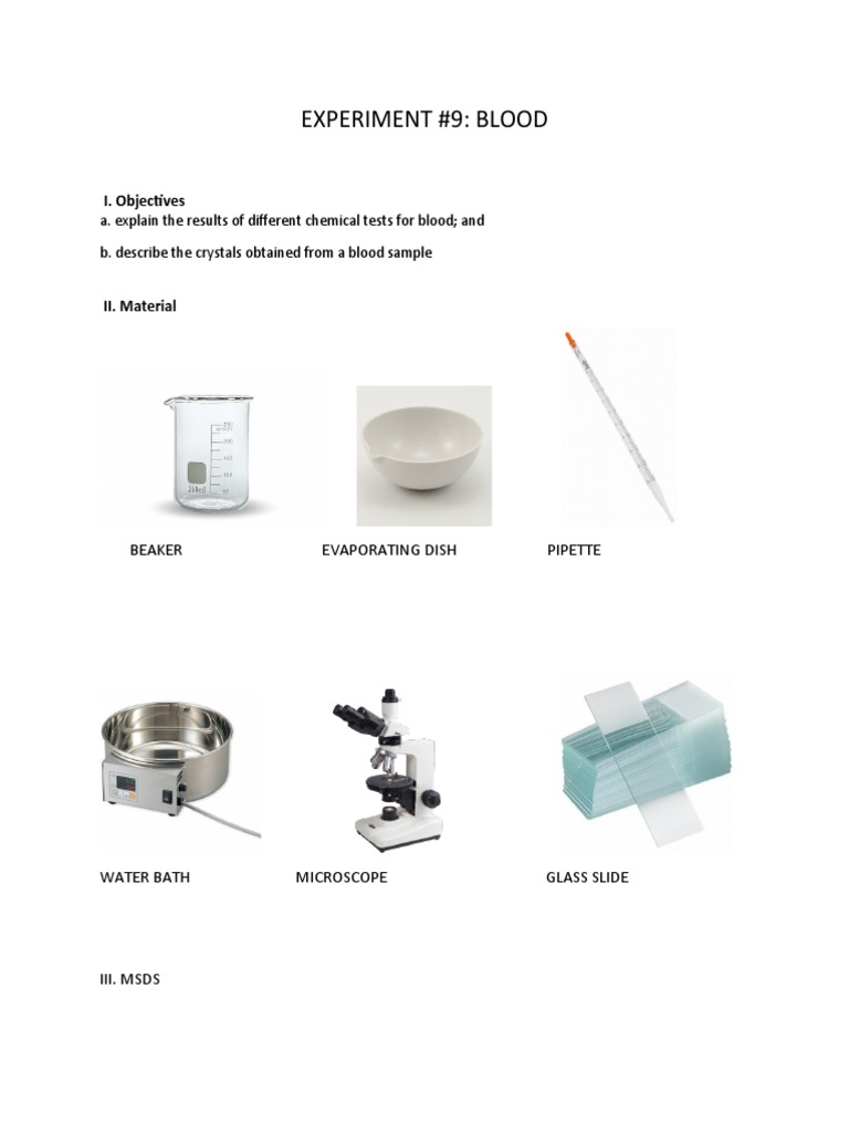 Analyzing Blood Crystals: Results of Chemical Tests for Blood ...