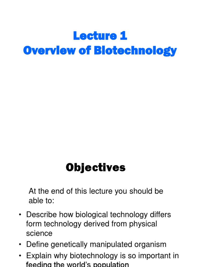 Lecture 01 - Overview of Biotechnology | PDF | Plant Breeding ...
