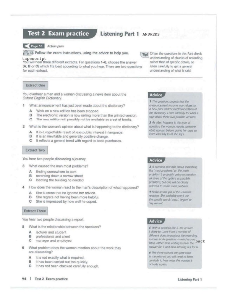 Listening Cae Trainer 2 | PDF