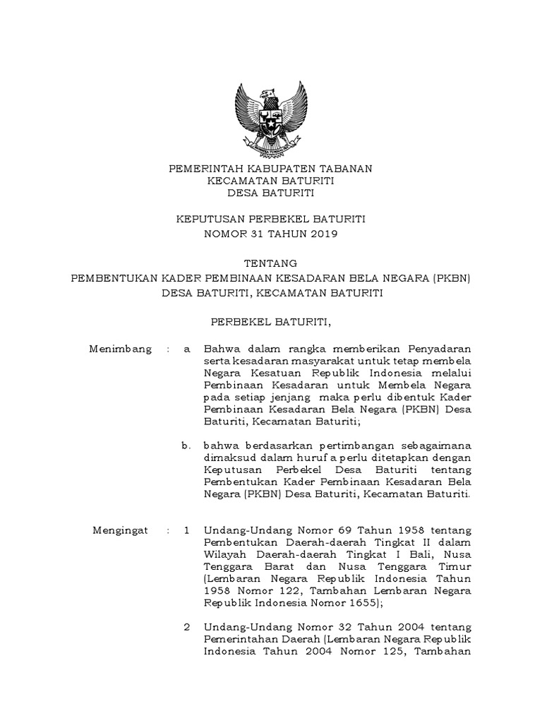 Pembentukan Kader PKBN Baturiti | PDF