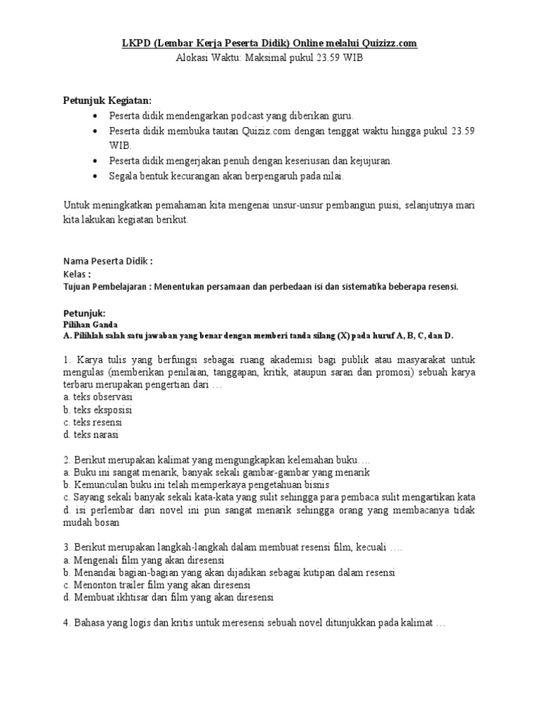 LKPD | PDF | Kajian Bahasa Asing