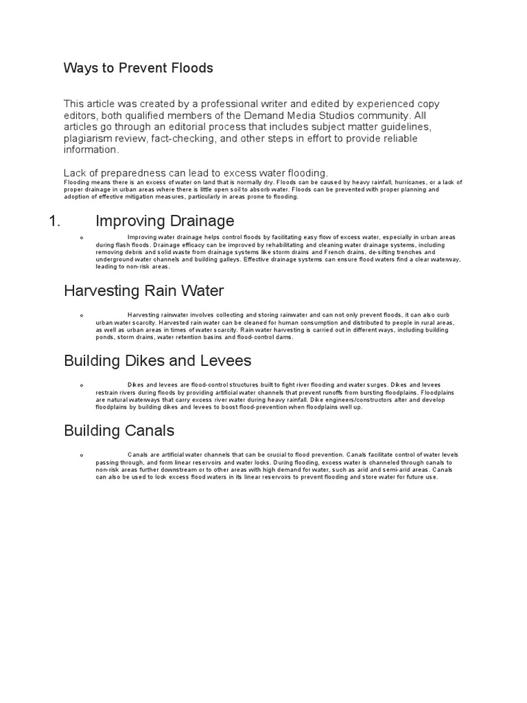 Ways To Prevent Floods | PDF | Flood | Flood Control