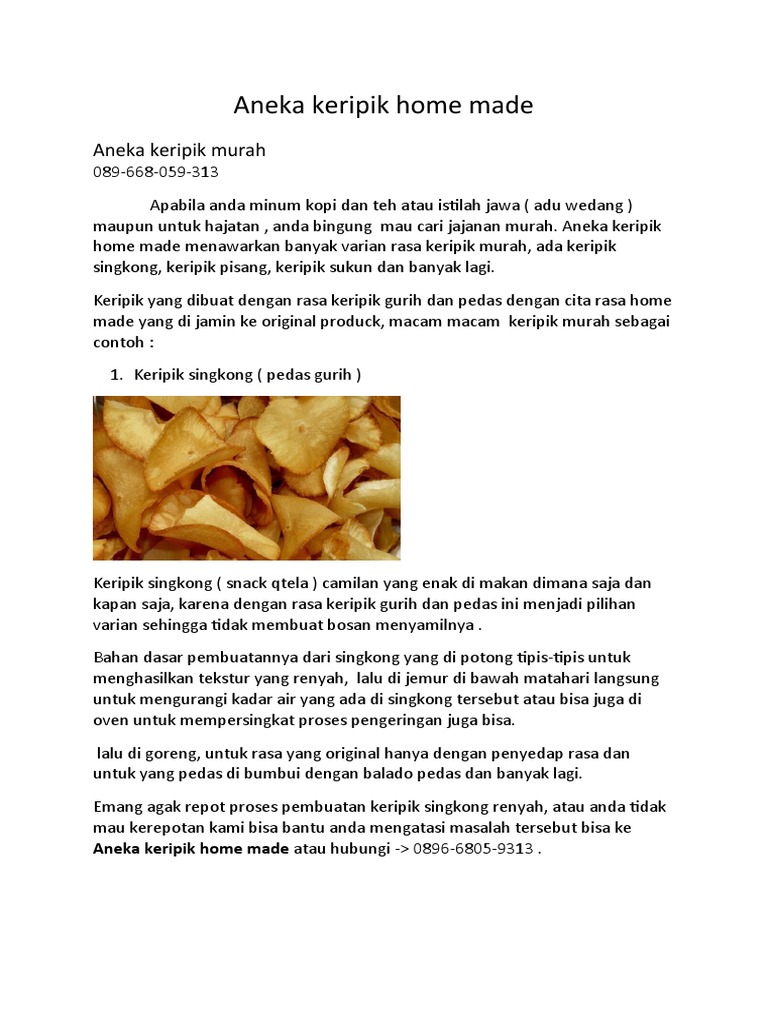 Aneka Keripik Home Made | PDF