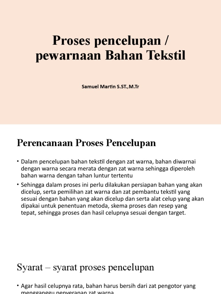 Proses Pencelupan Kain dan Pewarnaan | PDF