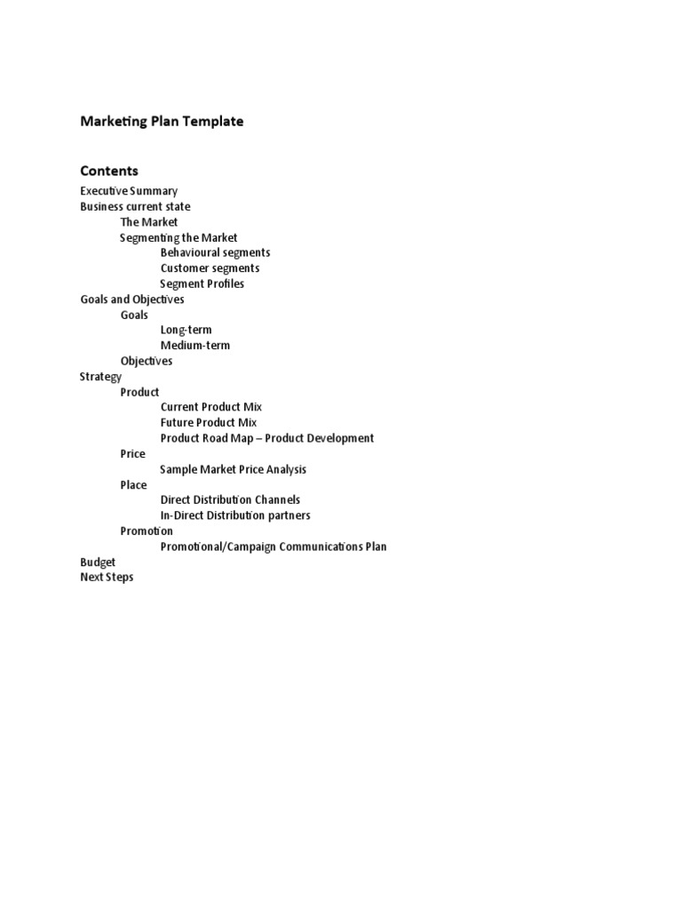 Marketing Plan Template | PDF | Marketing | Market Segmentation