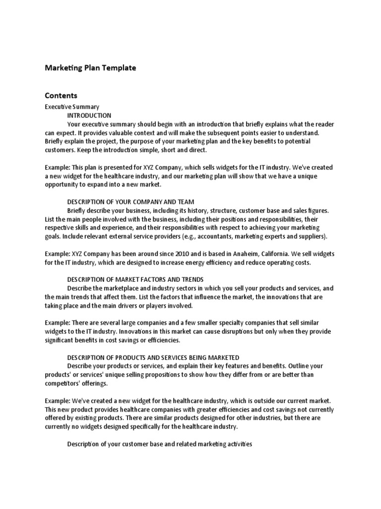 Marketing Plan Template With Sample | PDF | Marketing | Marketing Strategy