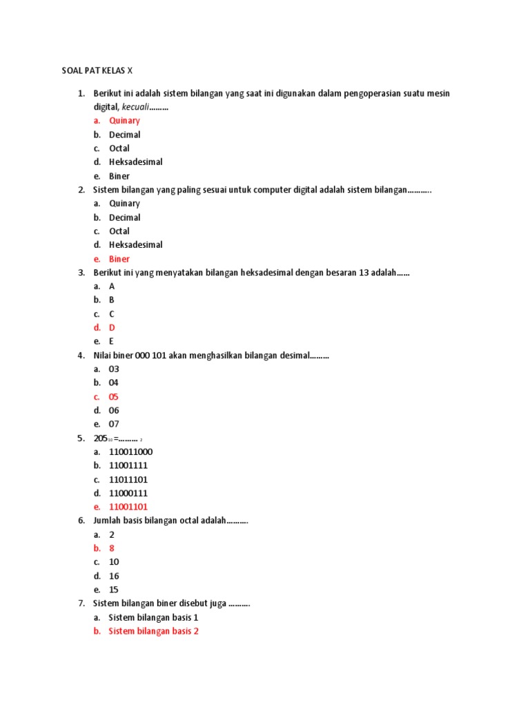 Soal Pat Kelas X & Xi | PDF