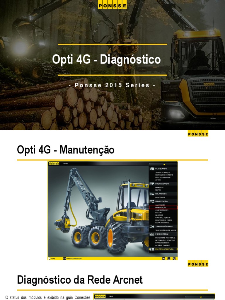 Configuração e diagnóstico da cabeça processadora do harvester Ponsse ...