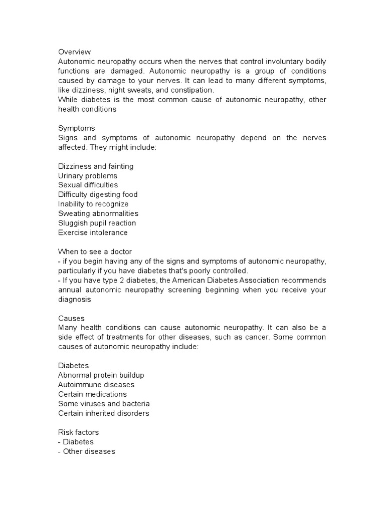 Autonomic Neuropathies | PDF