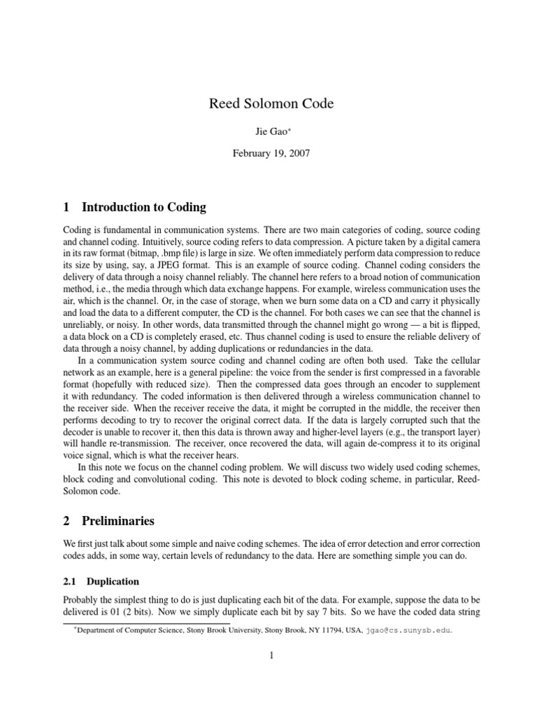 Reed Solomon | PDF