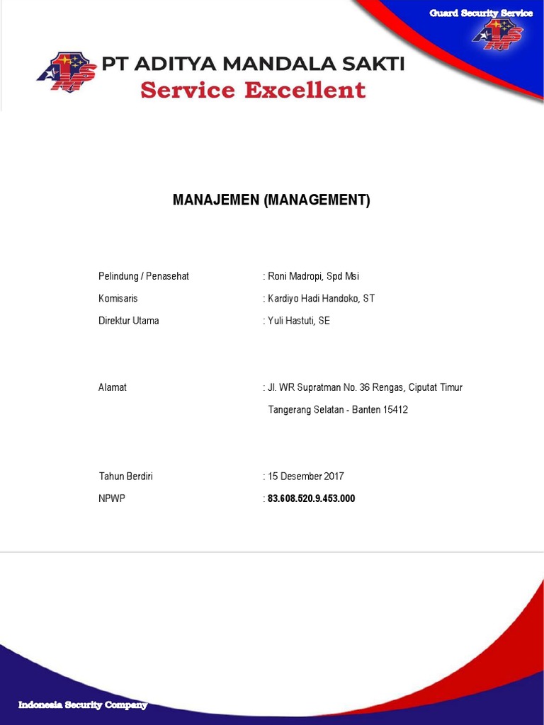 Profil Perusahaan PT Aditya Mandala Sakti | PDF