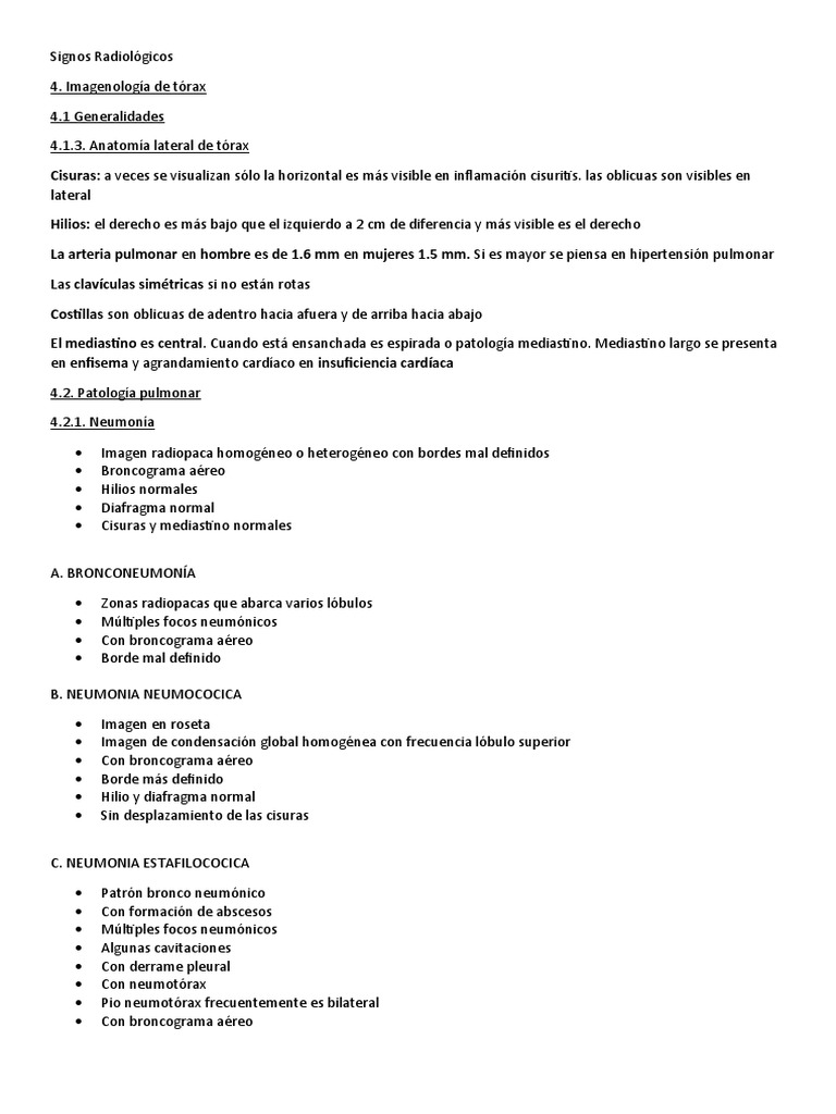 Signos Radiológicos | PDF | Pulmón | Neumonía