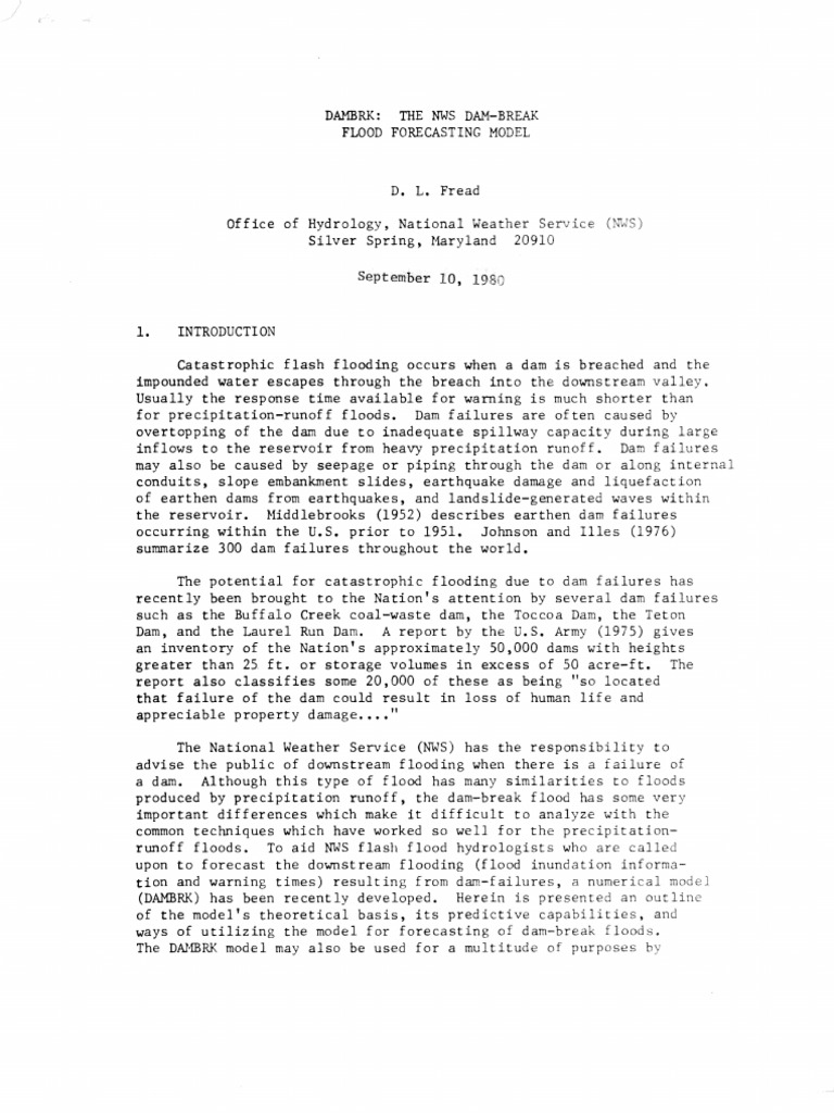 Dambrk The Nws Dam-Break Flood | PDF