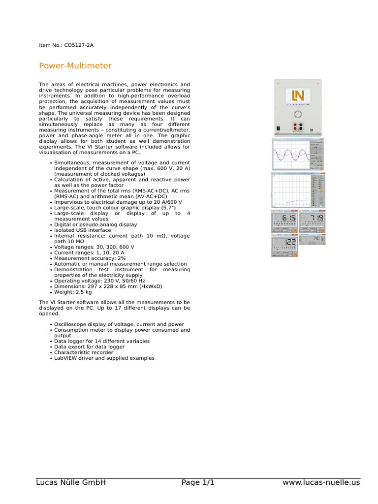 Power-Multimeter: Lucas Nülle GMBH Page 1/1 WWW - Lucas-Nuelle - Us | PDF