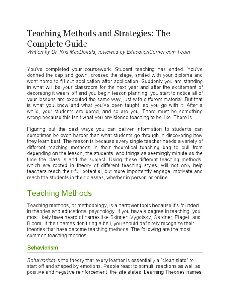 Teaching Methods and Strategies | PDF | Teachers | Teaching Method