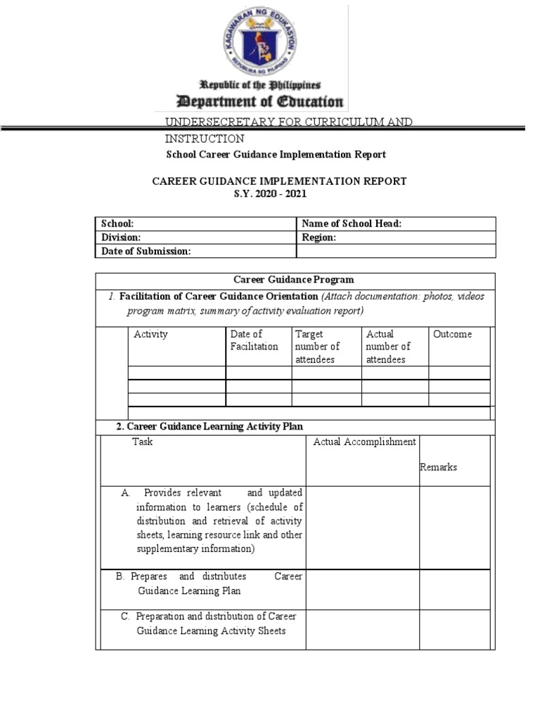 School Career Guidance Implementation Report | PDF | Curriculum | Learning