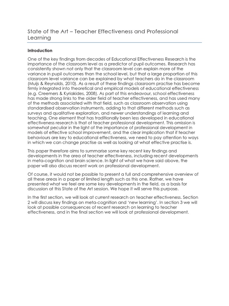 B - Teacher Effectiveness and Professional Development | PDF | Memory ...