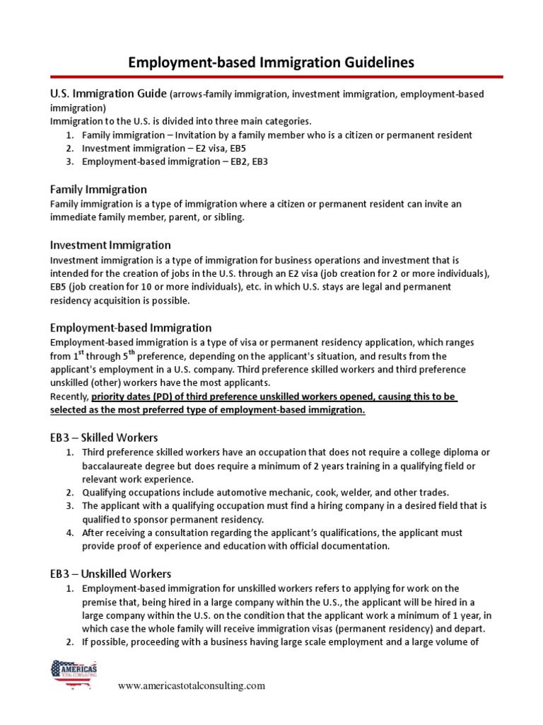 Employment-Based Immigration Guidelines: U.S. Immigration Guide | PDF ...