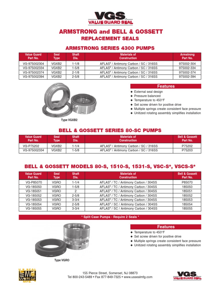 Armstrong and Bell & Gossett: Replacement Seals Armstrong Series 4300 ...