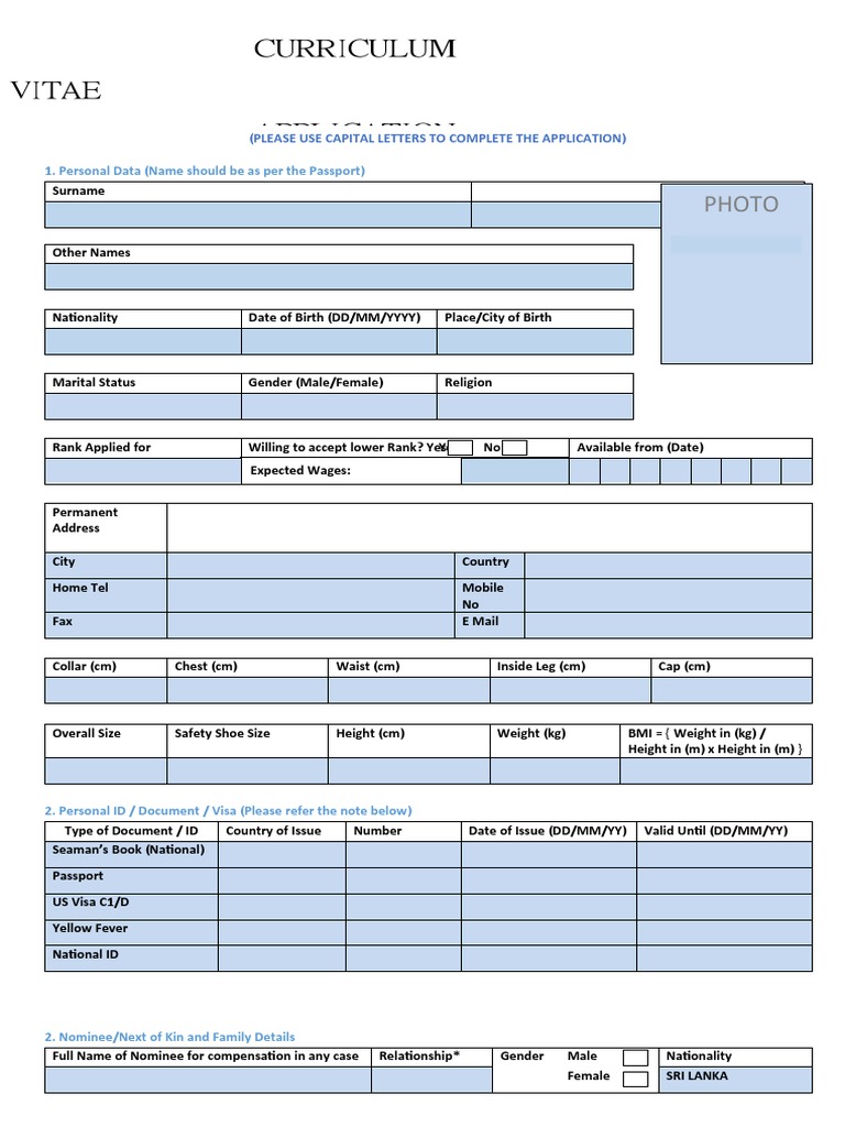 Seafarer Application Form 2025 | PDF | Oil Tanker | Shipping