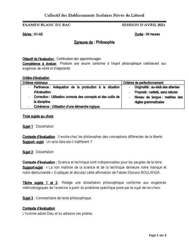 Philosophie A1-A2 Ok | PDF | Science | Dieu