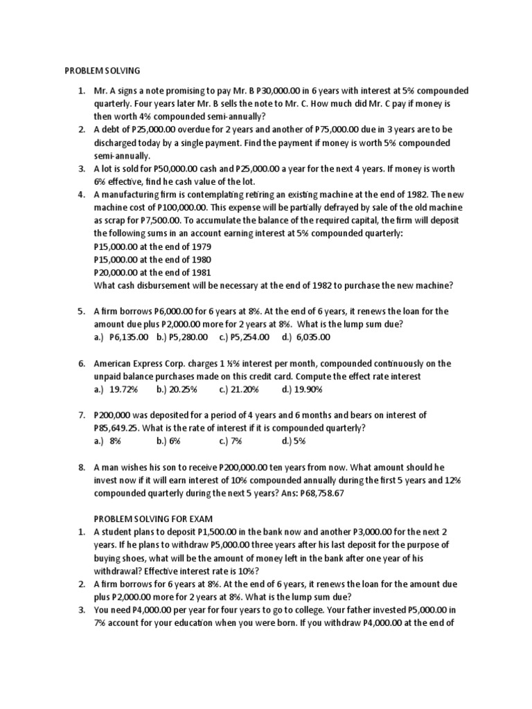 Problem Solving | PDF | Interest | Present Value