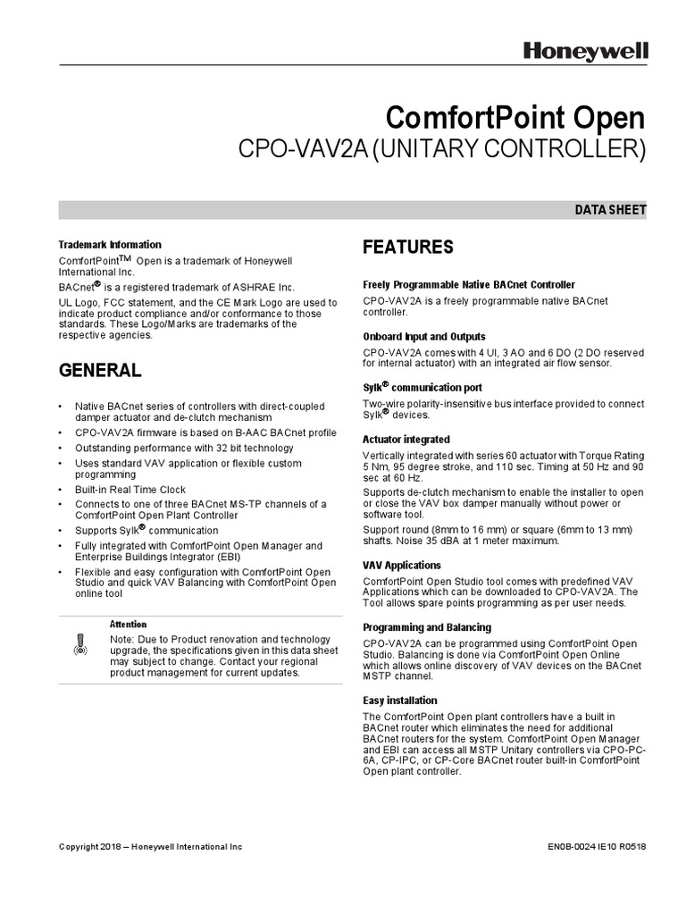 Comfortpoint Open: Cpo-Vav2A (Unitary Controller) | PDF | Switch ...