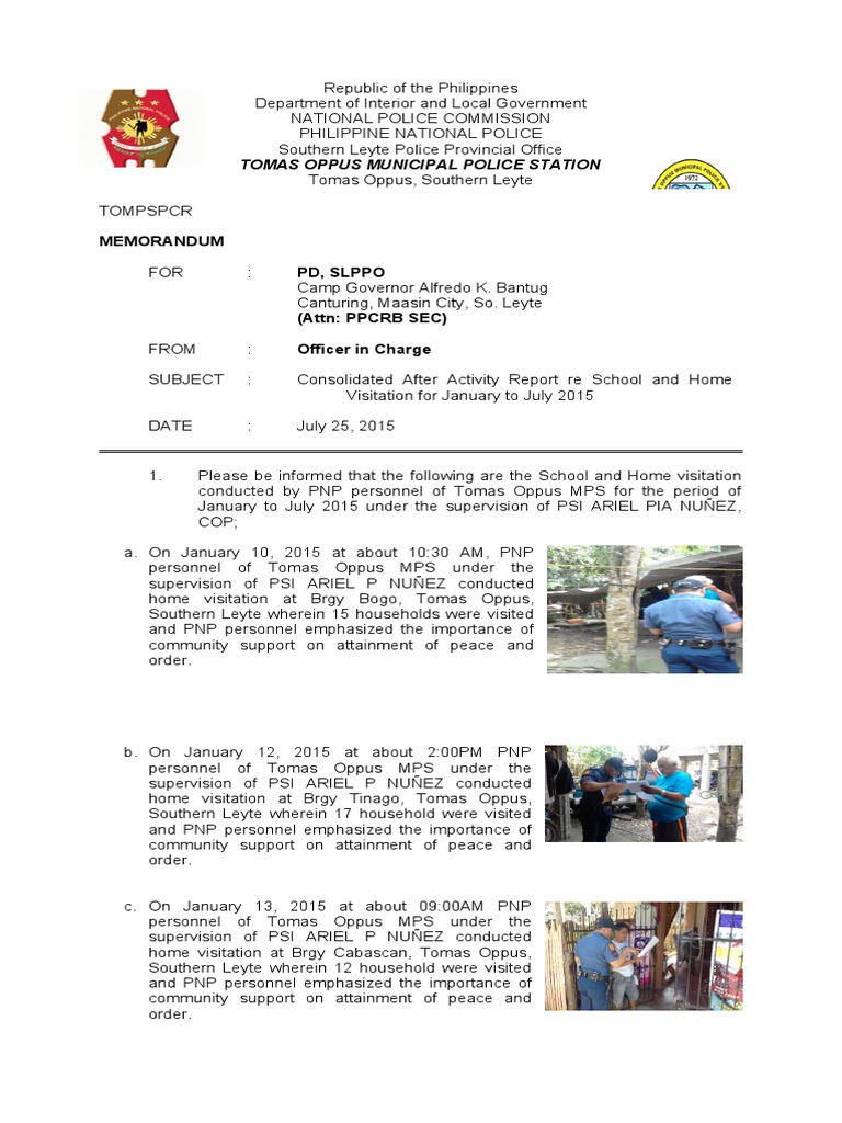 Tomps-After Activity Report Re School and Home Visitation 2015 | PDF ...